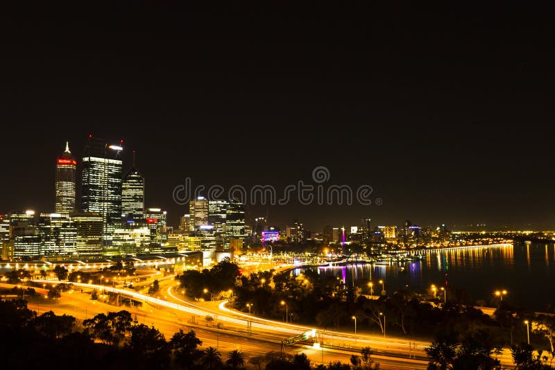 Perth at night stock photo. Image of high, centre, office - 135511028