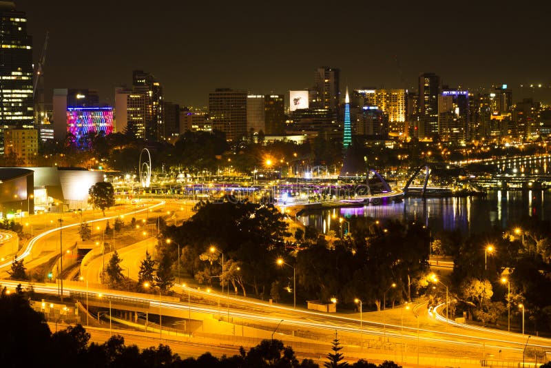 Perth night scene stock photo. Image of rise, night, center - 75678390