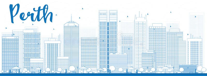Perth Skyline with Blue Buildings. Stock Vector - Illustration of ...