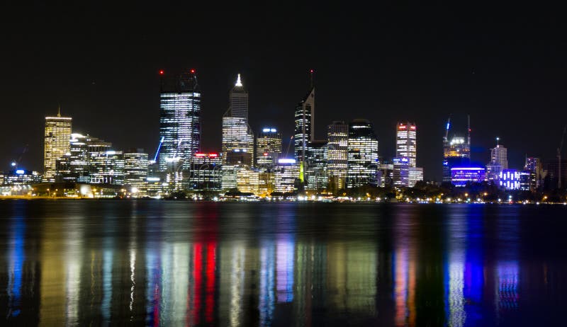 Perth skyline at night stock image. Image of tourism - 45812589