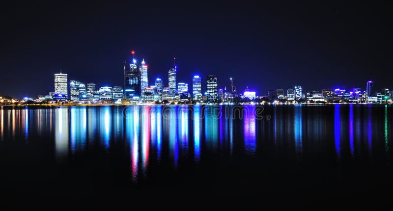 Perth Skyline Western Australia at Dusk Stock Image - Image of ...
