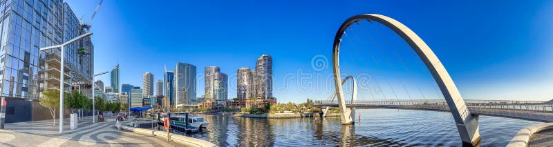 Perth, WA. Panoramic View of Elizabeth Quay Bridge Editorial Photo ...
