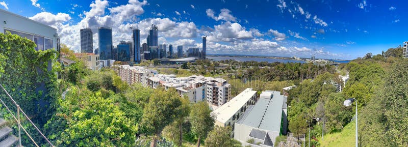 Perth, WA. Panoramic View of Perth Skyline from the City Hill Stock ...