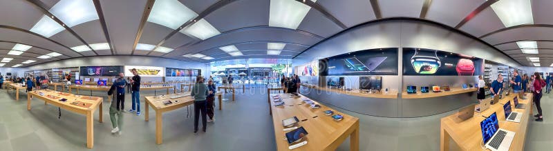 Perth, WA - September 12, 2023: Panoramic View of Apple Store Interior ...