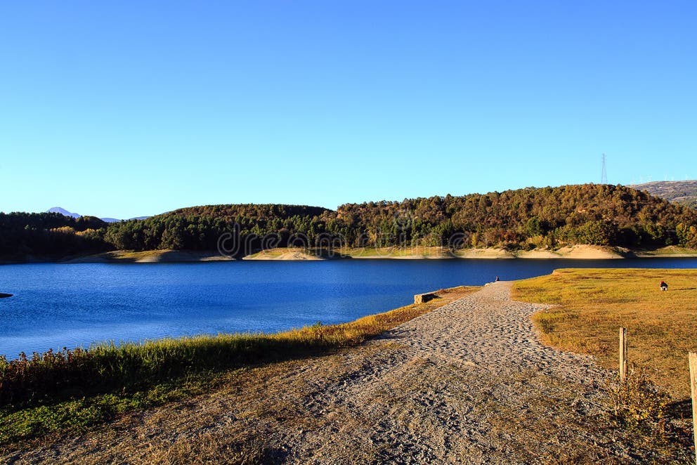 Pertusillo Lake stock image. Image of house, landskape - 46499681