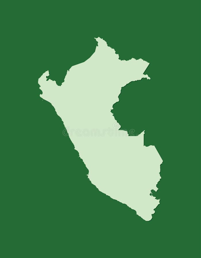 Peru Vector Map with Single Land Area Using Green Color on Dark ...