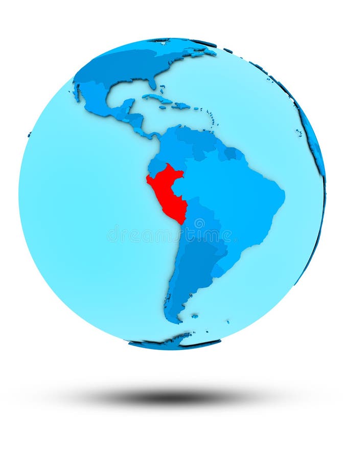 Peru on Blue Political Globe Stock Illustration - Illustration of white ...