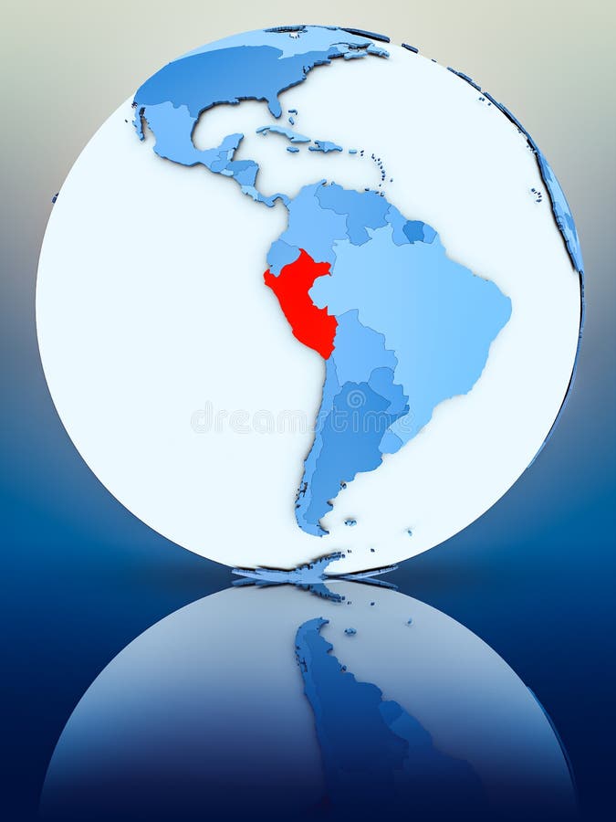 Peru On Blue Political Globe Stock Illustration - Illustration of white ...