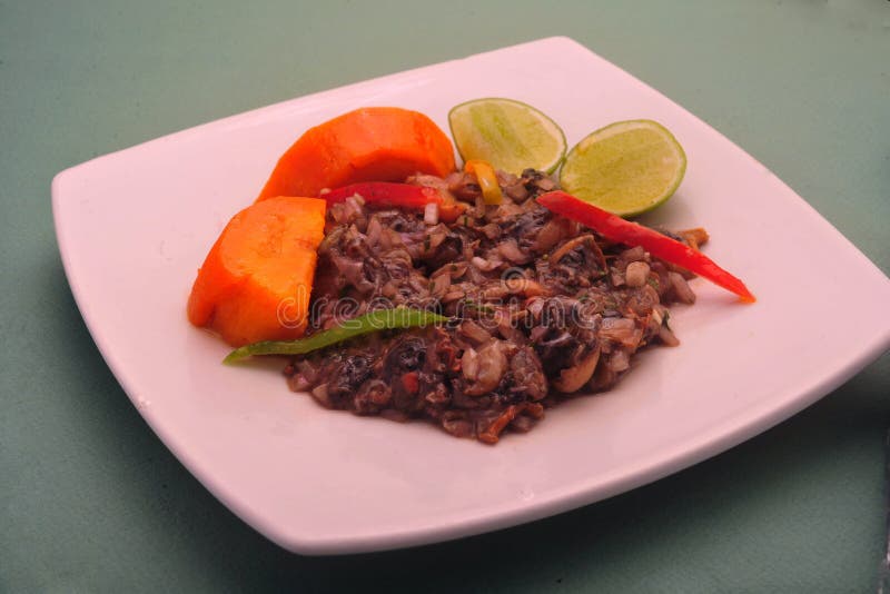 Peru-cebiche of Black Shells with Chili and Sweet Potato Stock Photo ...