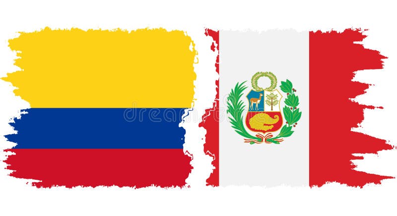 Peru and Colombia Grunge Flags Connection Vector Stock Vector ...