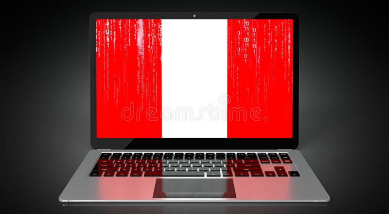 Peru - Country Flag and Binary Code on Laptop Screen Stock Illustration ...