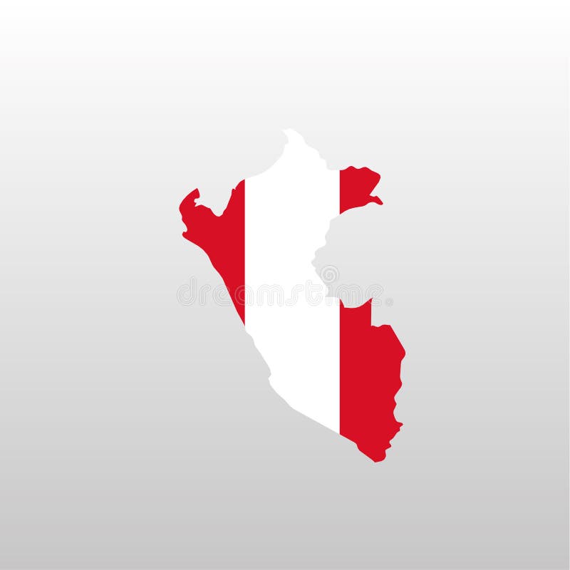 Peru National Flag in Country Map Silhouette Stock Vector ...
