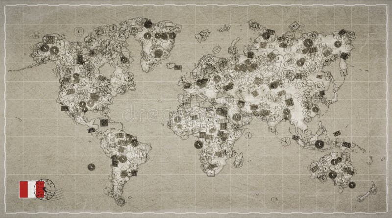 Cusco Vintage Stamp World Map Stock Illustrations – 1 Cusco Vintage ...