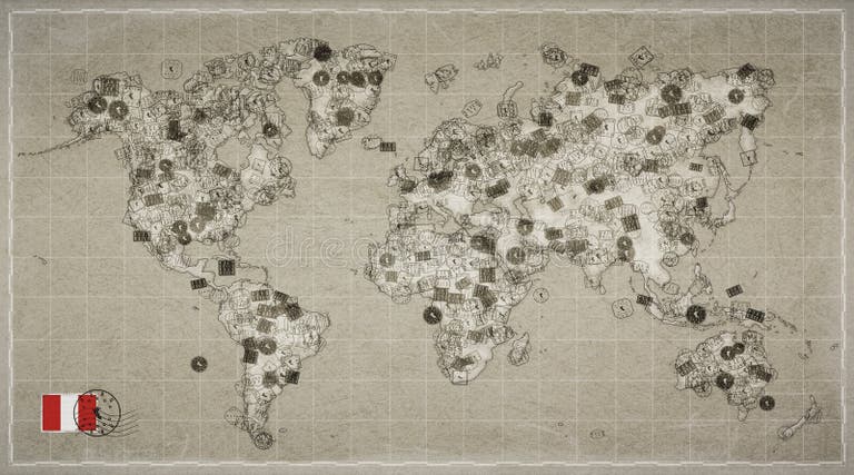 Cusco Vintage Stamp World Map Stock Illustrations – 1 Cusco Vintage ...