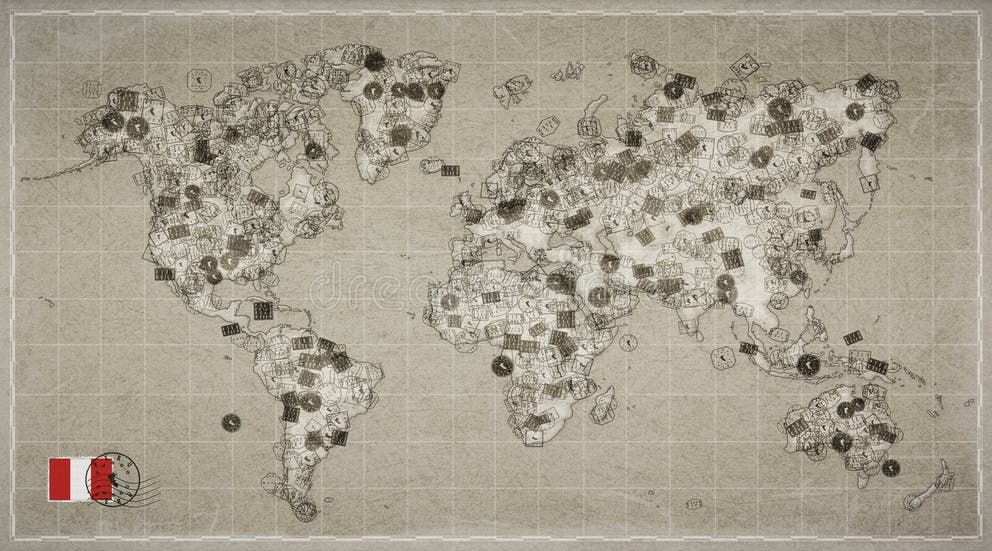 Cusco Vintage Stamp World Map Stock Illustrations – 1 Cusco Vintage ...