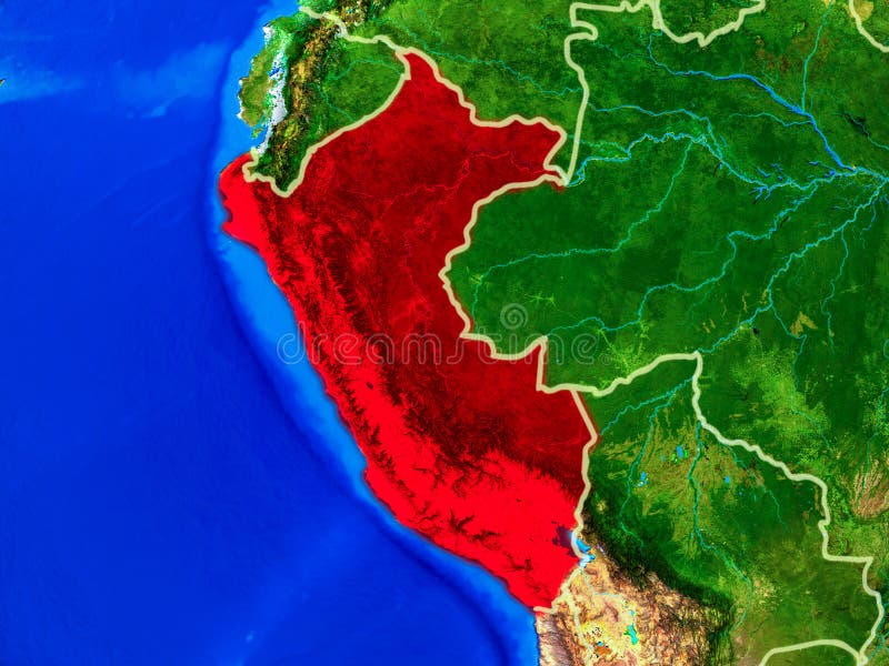 Peru on Earth with borders stock image. Image of america - 133480971