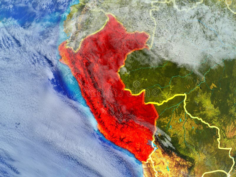 Peru on Earth from space stock illustration. Illustration of america ...