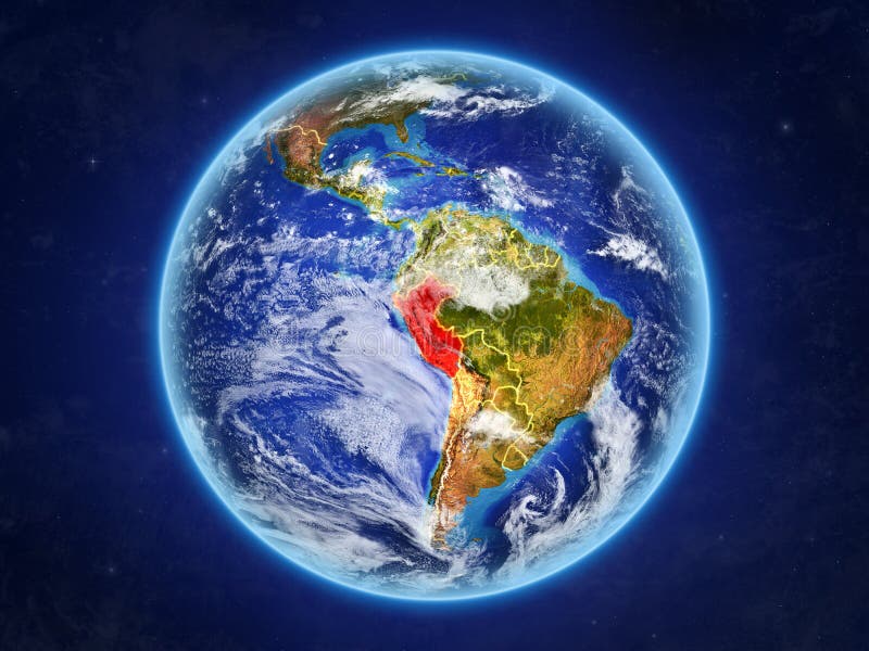 Peru on Earth from space stock illustration. Illustration of render ...