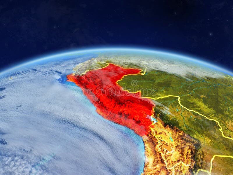 Peru on Earth from space stock image. Image of peruvian - 130231797