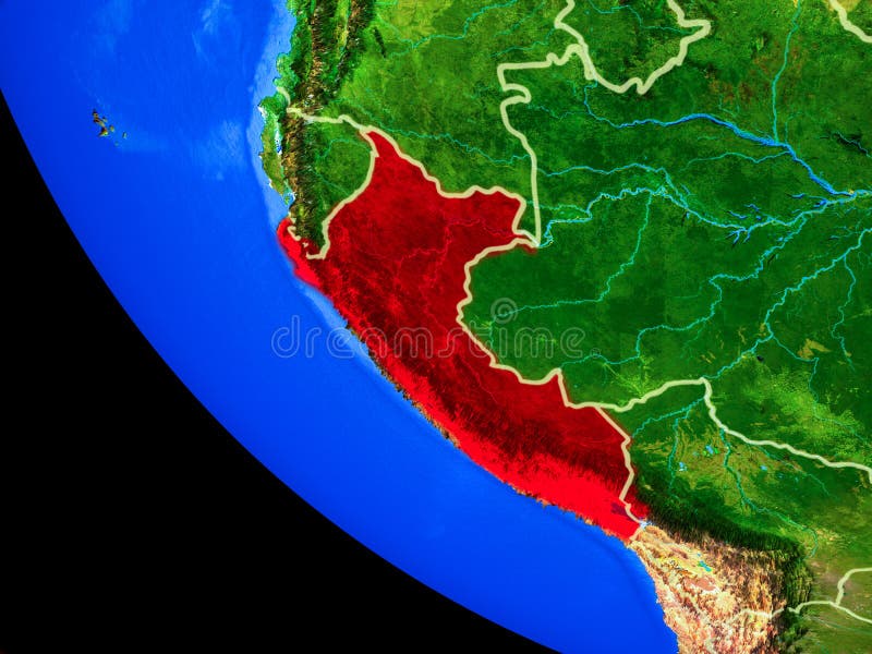 Peru on Earth from space stock illustration. Illustration of peru ...