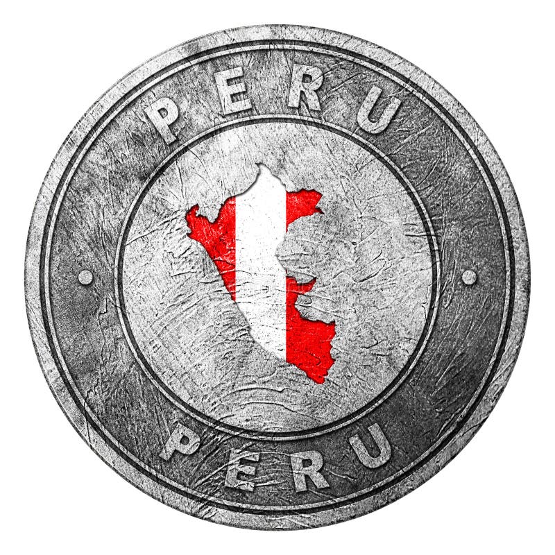 Peru Flag Button with Map stock illustration. Illustration of style ...