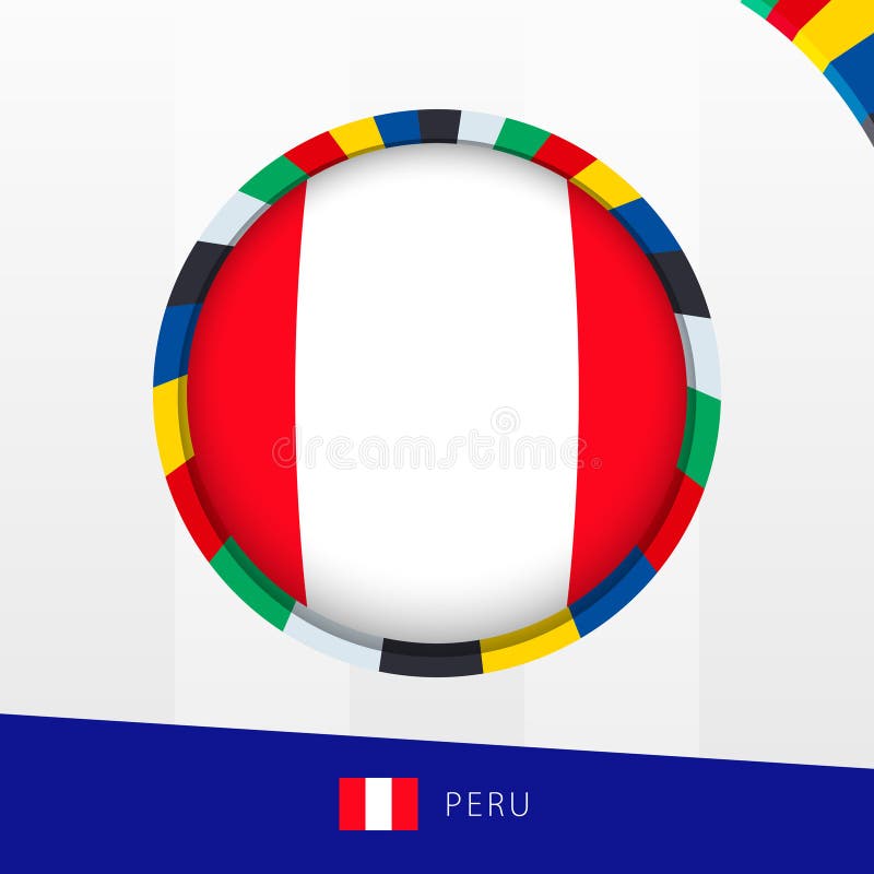 Peru Flag with Colorful Circle Border Stock Illustration - Illustration ...