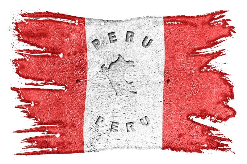 Peru Flag with Map Brush Stroke Stock Illustration - Illustration of ...