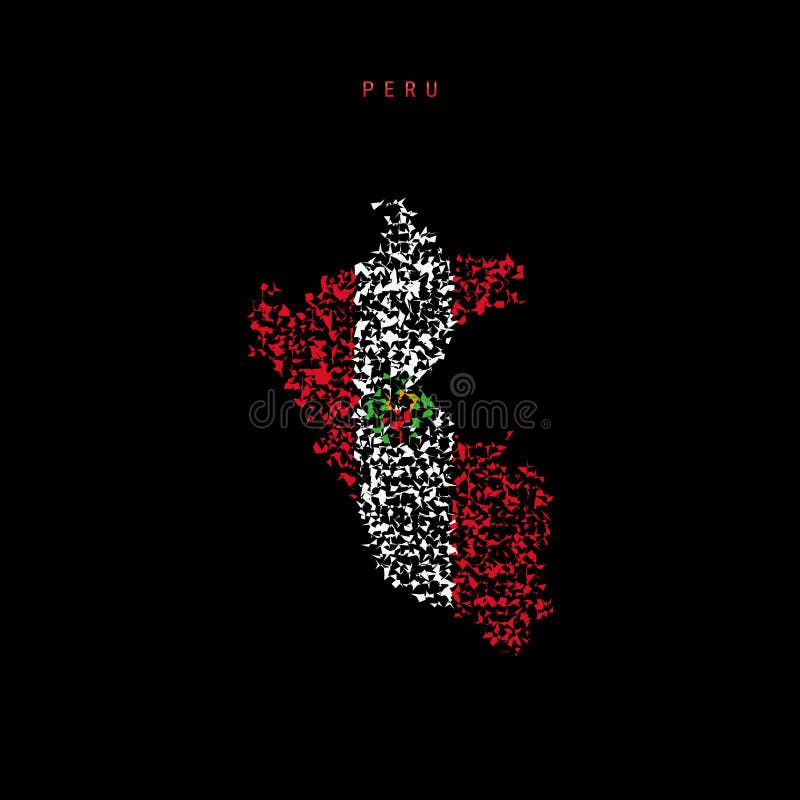 Peru Flag Map, Chaotic Particles Pattern in the Peruvian Flag Colors ...