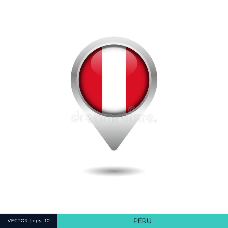 Peru Flag Map Pin Vector Design Template. Stock Vector - Illustration ...