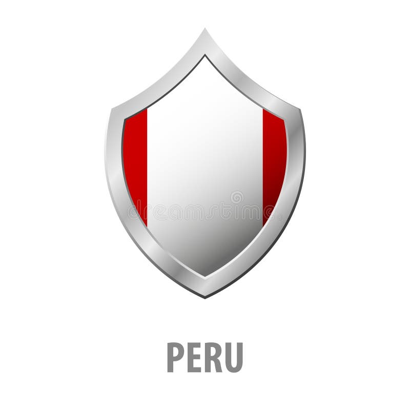 Peru Flag on Metal Shiny Shield Illustration. Stock Illustration ...