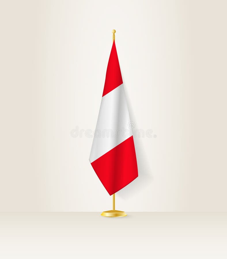 Peru flag on a flag stand stock vector. Illustration of official ...