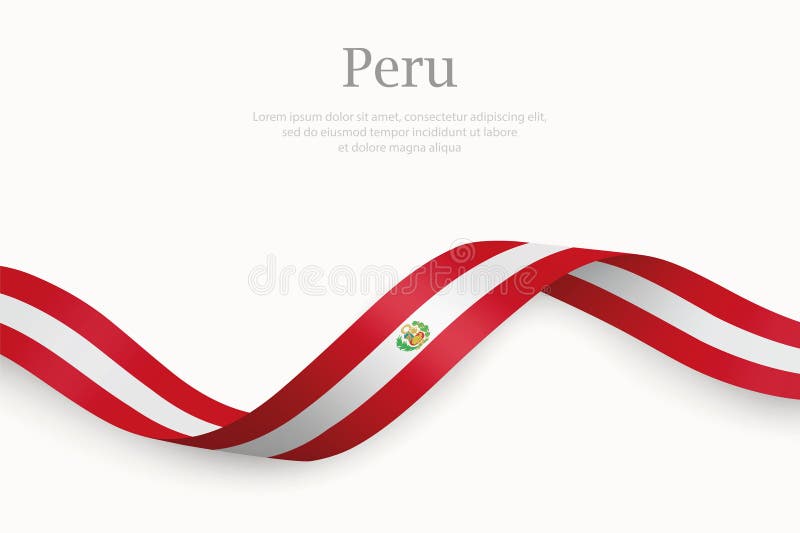 Peru flag on Waving ribbon stock illustration. Illustration of line ...