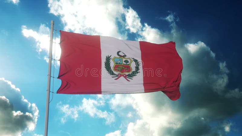 Peru Flag Waving in the Wind. National Flag of Peru Stock Video - Video ...