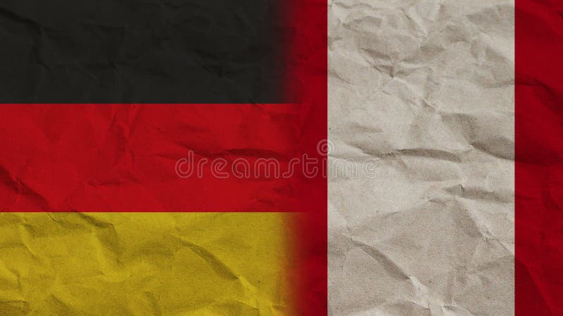Peru and Germany Flags Together, Crumpled Paper Effect 3D Illustration ...