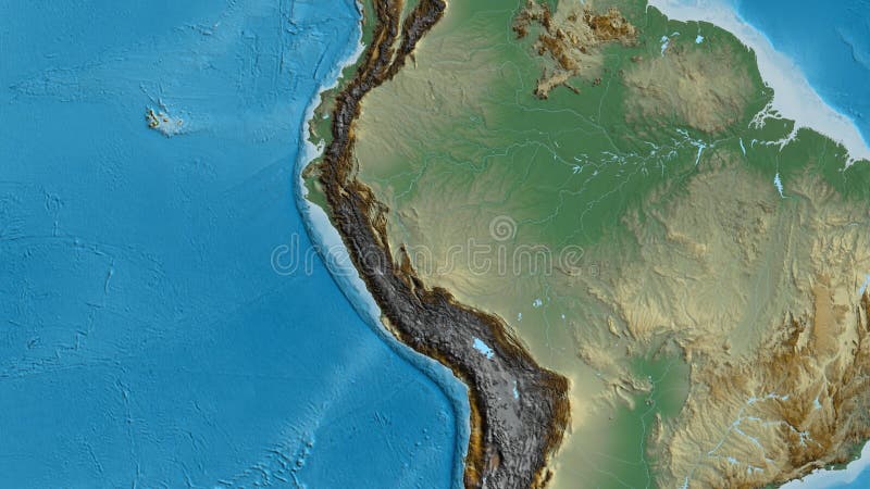 Peru on the Globe. Regional Borders. Relief. No Labels Stock Video ...