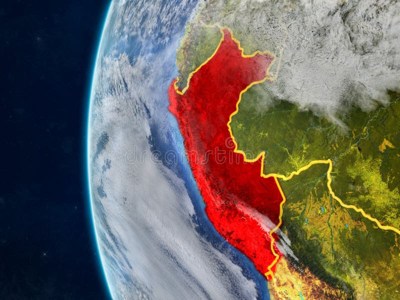 Peru on globe from space stock illustration. Illustration of american ...