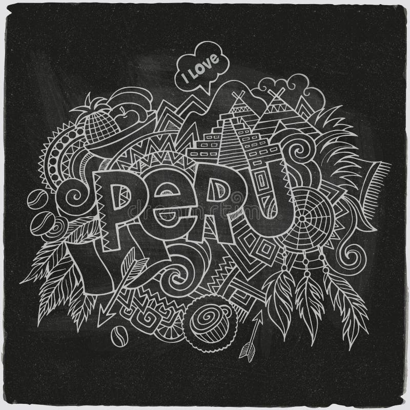 Peru Hand Lettering and Doodles Elements Background Stock Vector ...