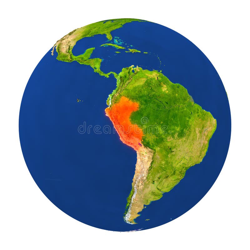 Peru Red Highlighted in Continent Map of South America Stock ...