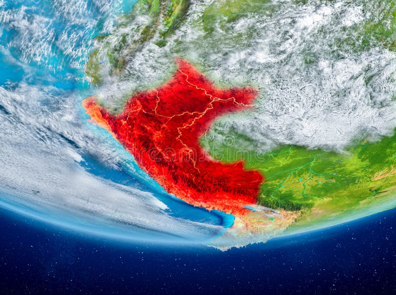 Peru on globe from space stock illustration. Illustration of ...