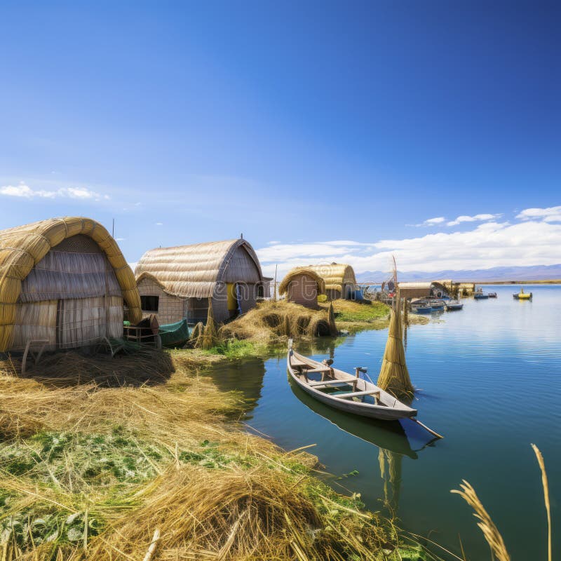 Peru Lake Titticaca Uros Reed Reef Mat Islands Stock Image - Image of ...