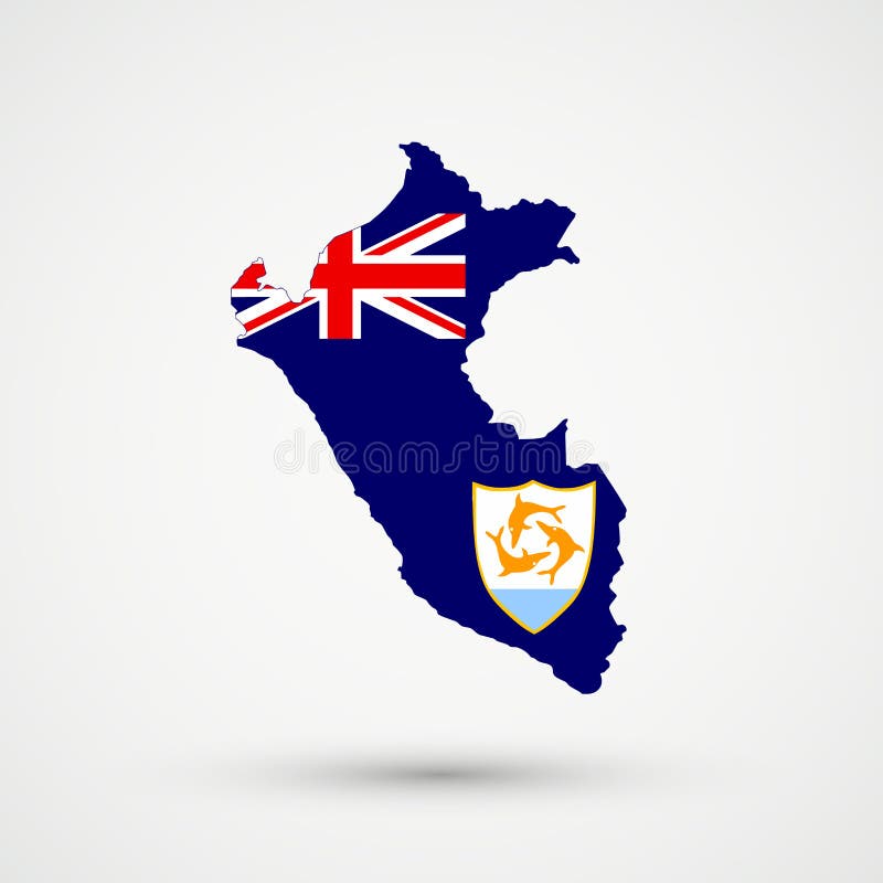 Peru Map in Anguilla Flag Colors, Editable Vector Stock Vector ...