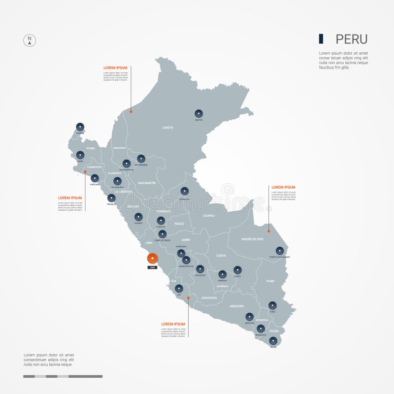 Peru Infographic Map Vector Illustration. Stock Vector - Illustration ...