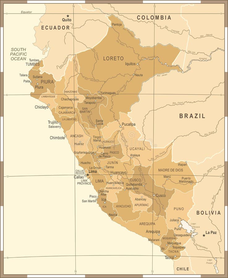 Peru Map - Ejemplo Detallado Del Vector Stock de ilustración ...
