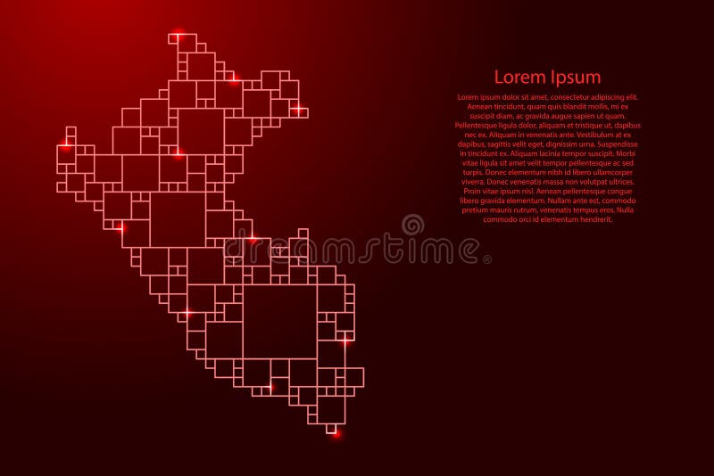 Peru Map from Red Pattern from a Grid of Squares of Different Sizes ...
