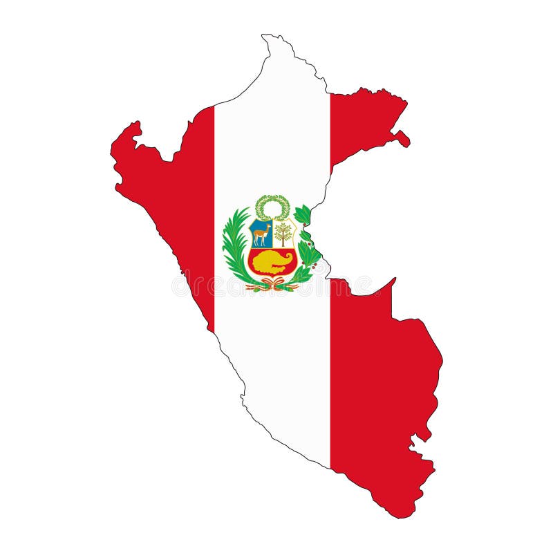 Peru Map Silhouette with Flag Isolated on White Background Stock Vector ...