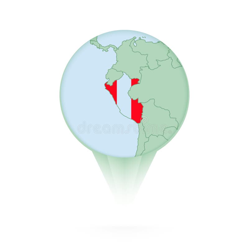 Peru Map, Stylish Location Icon with Peru Map and Flag Stock Vector ...