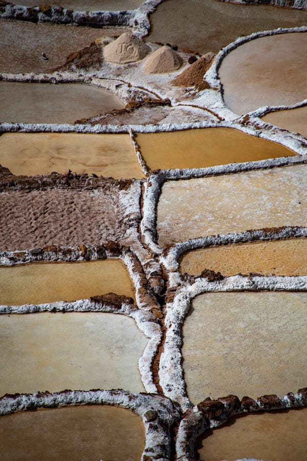 Salt fields in Peru, Maras stock photo. Image of soil - 252116442