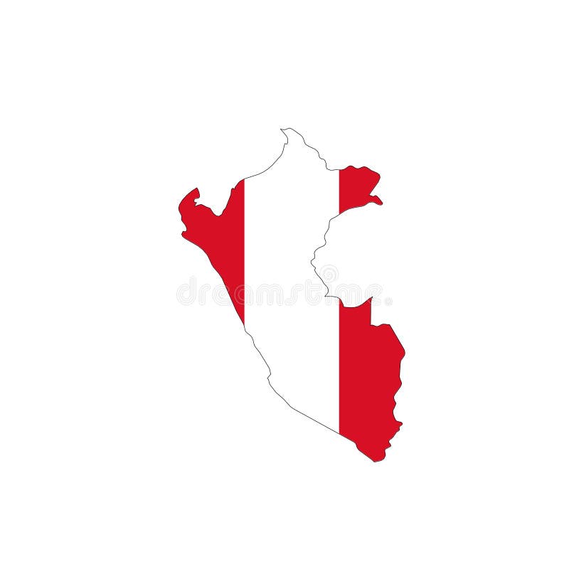 Peru National Flag in a Shape of Country Map Stock Vector ...