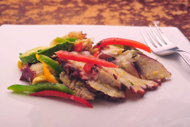 Peru - Octopus and Avocado Salad with Chili, Stock Image - Image of ...