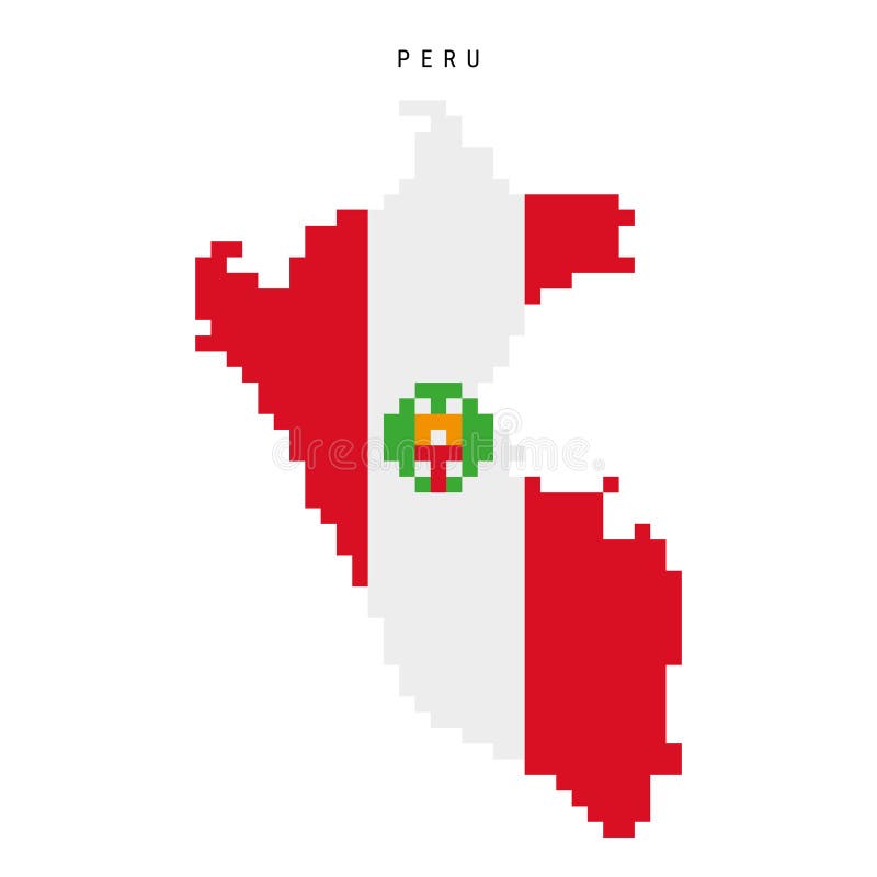 Peru Pixel Flag Map Icon. Flat Vector Illustration Isolated on White ...